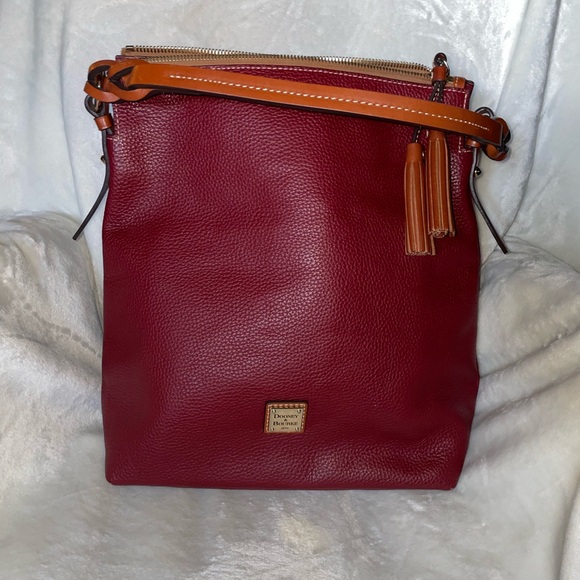 Dooney & Bourke | Bags | Dooney Bourke Wine Pebble Leather Sloan ...